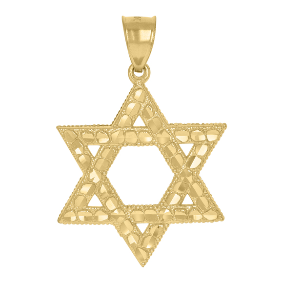 Jewelry | 1kt 10k Yellow Gold Mens Star Of David Nugget Religious Charm ...